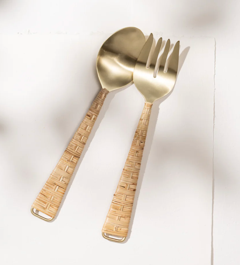 IRIS RATTAN SALAD SERVERS – Much Ado Maldon